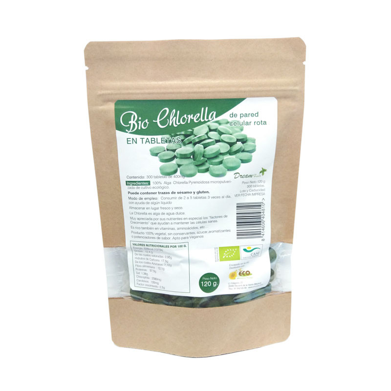 Chlorella bio 300 tabletas Dream Foods - Coco y Canela